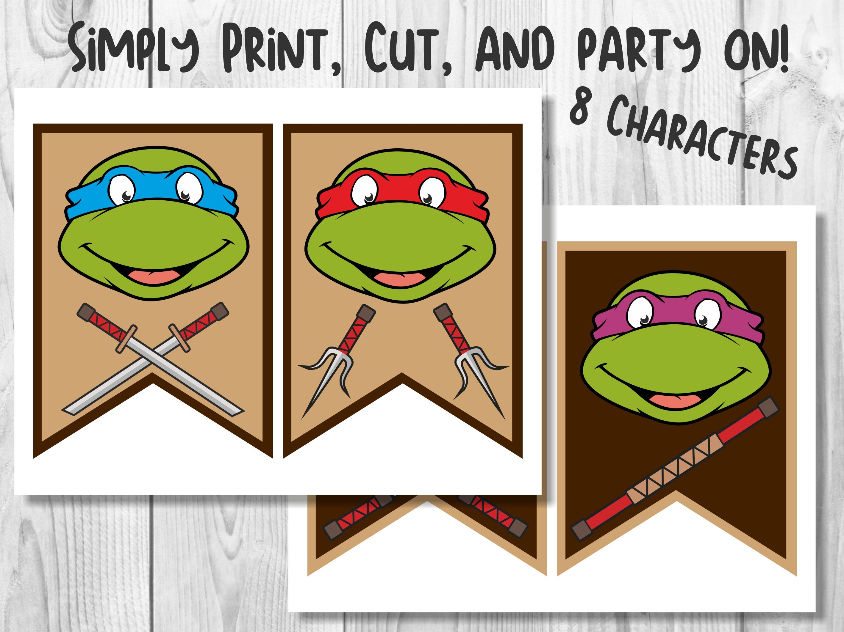 Happy Birthday Ninja Turtle Printable Turtles Birthday Cake Topper For