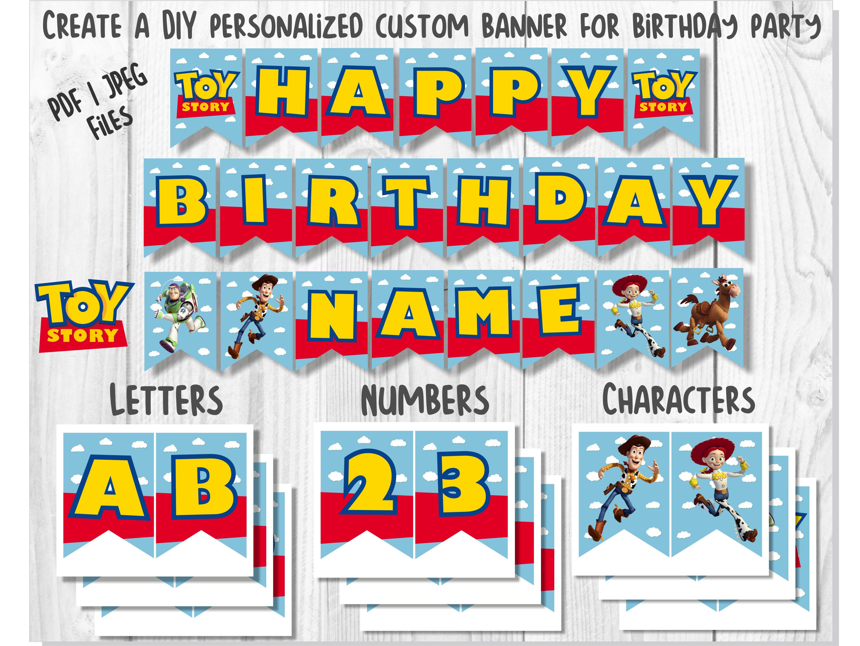 Toy Story Birthday Banner Printable PDF | JPEG, Toy Story Pr - Inspire ...