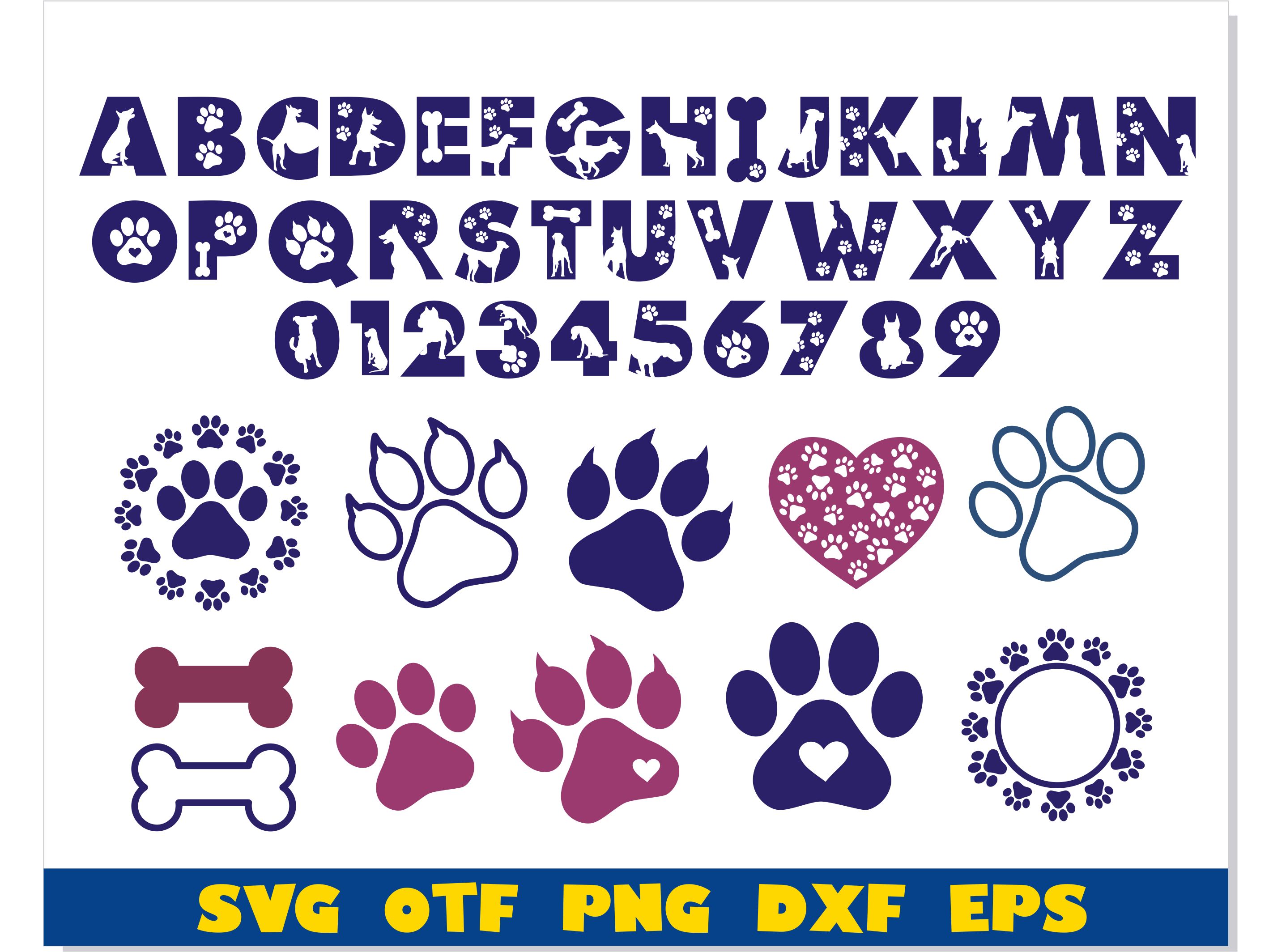 Dog Bundle | Dog Font otf, Dog Font svg, Dog Paw svg, Dog Fo | Inspire ...