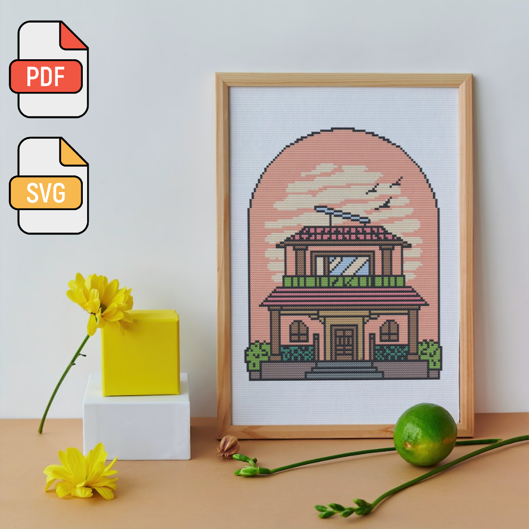 Cross stitch pattern House for beginners | Inspire Uplift