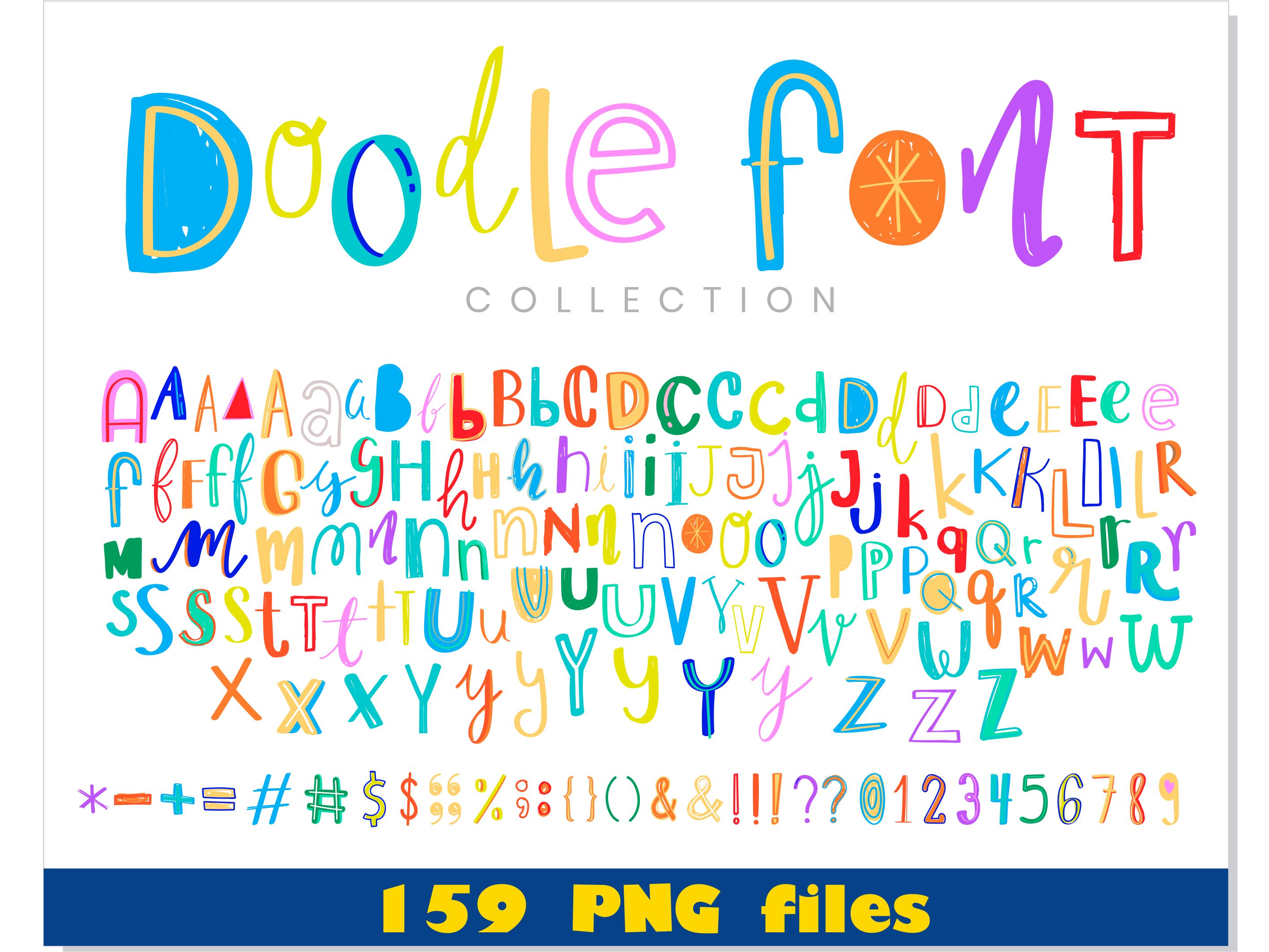 Doodle Font Bundle PNG Set | Doodle Font Png, Doodle Letters - Inspire ...