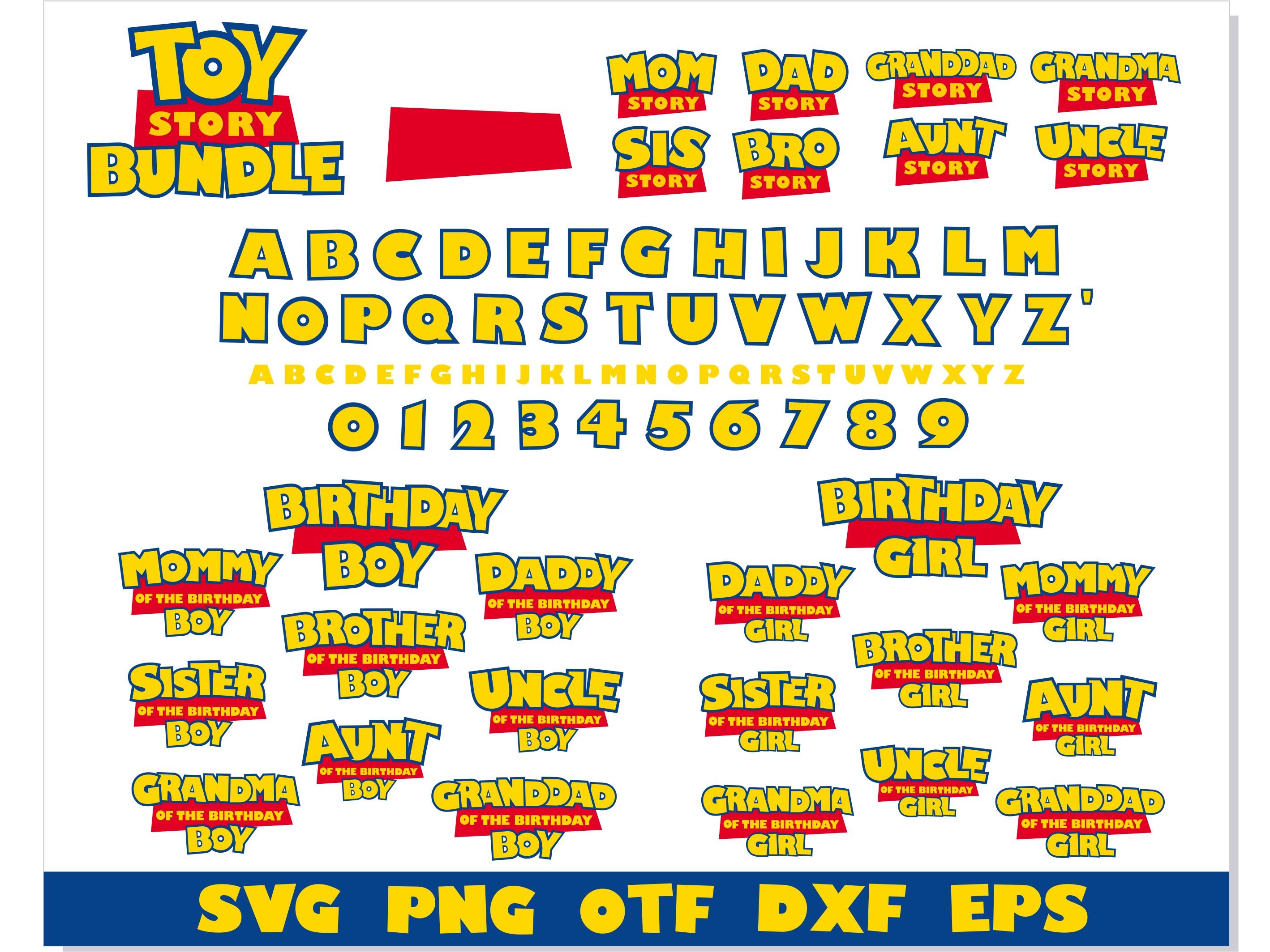 Toy Story Bundle, Toy Story Font svg png ttf, Toy Story Birt | Inspire ...