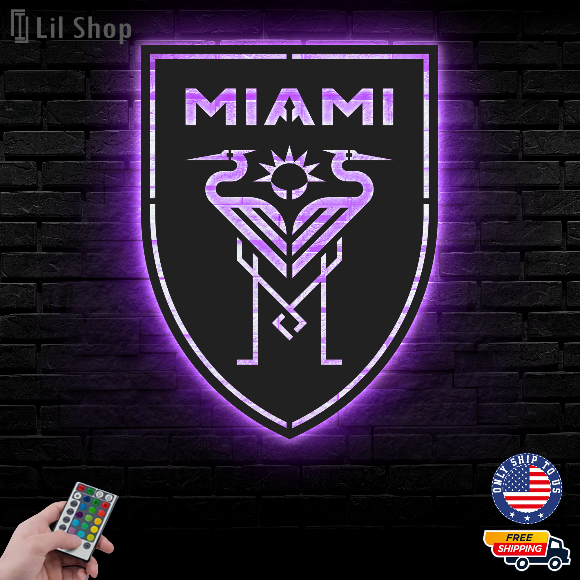 Inter Miami CF Metal Sign, MLS Logo Metal Led Wall Sign, MLS | Inspire ...