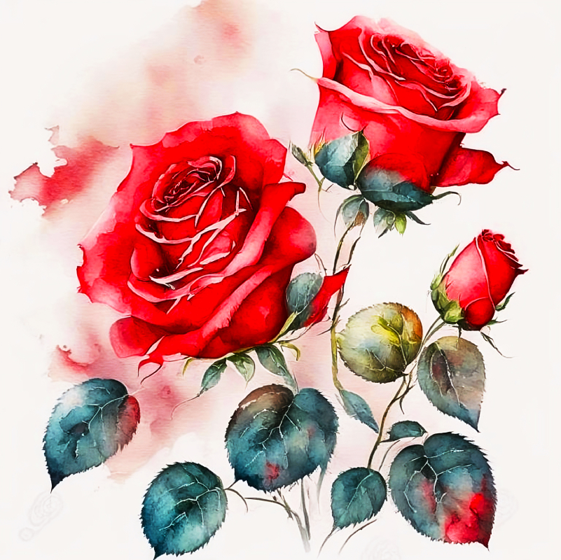 Drawing of rose flowers painted in watercolor | Inspire Uplift