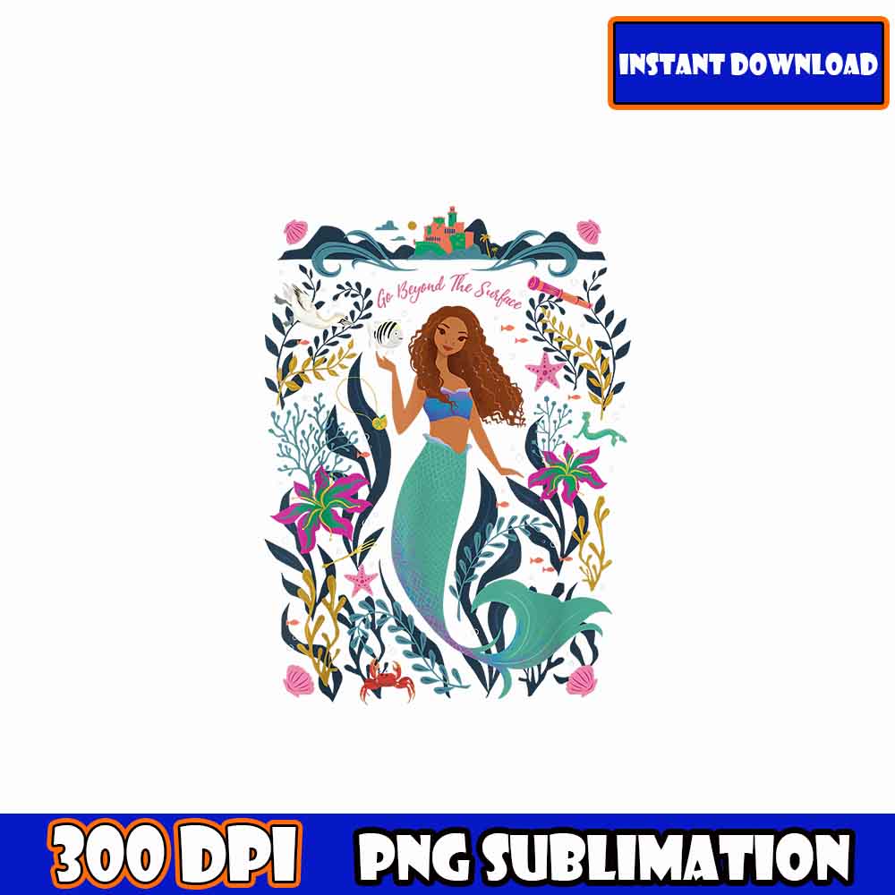 Little Mermaid Png Bundle, Black little Mermaid png, waterco | Inspire ...