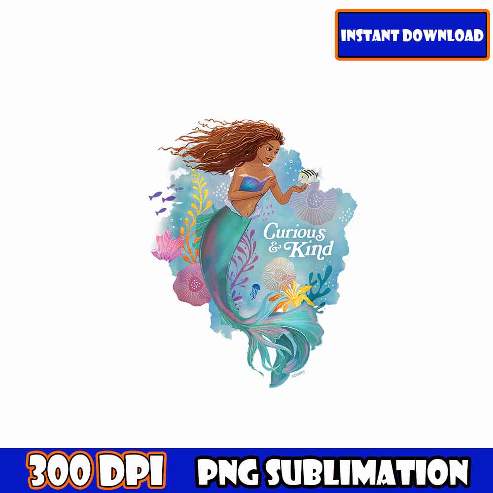 Curious & Kind Little Mermaid Png Bundle, Black little Merma - Inspire ...
