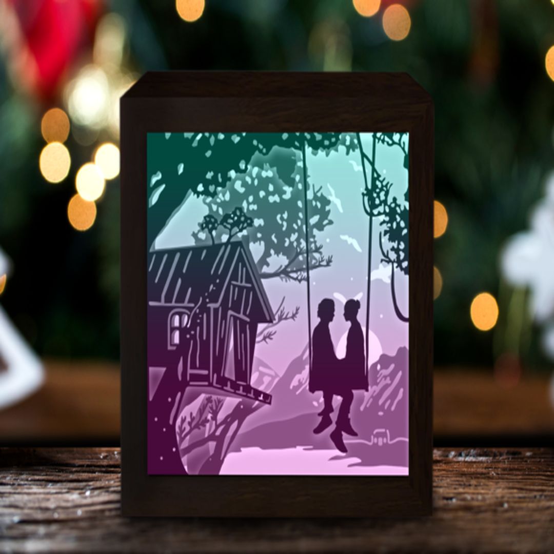 Couple on Swing Paper Cut Light Box | Inspire Uplift