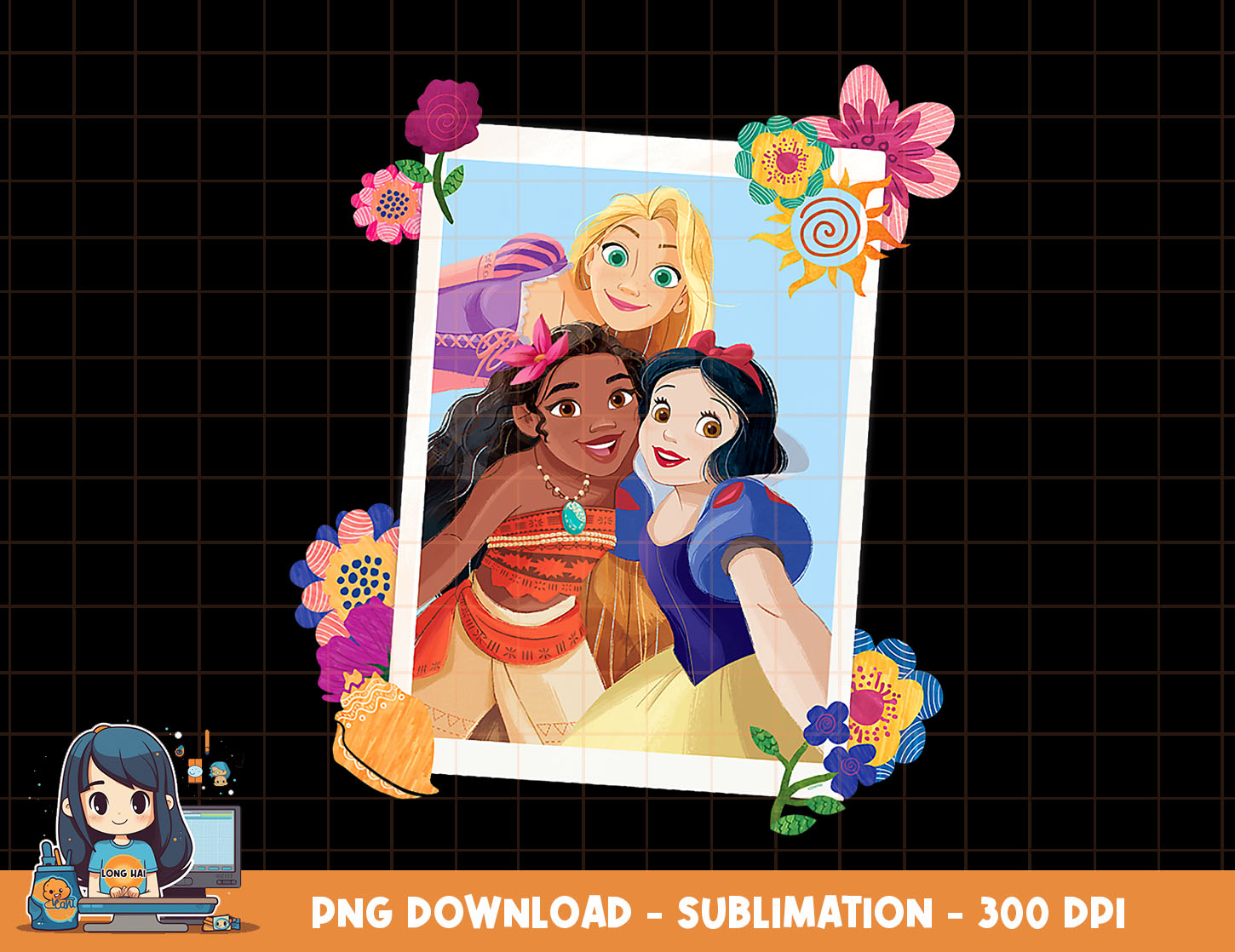 Disney Princess Rapunzel Moana Snow White Polaroid png, subl | Inspire ...