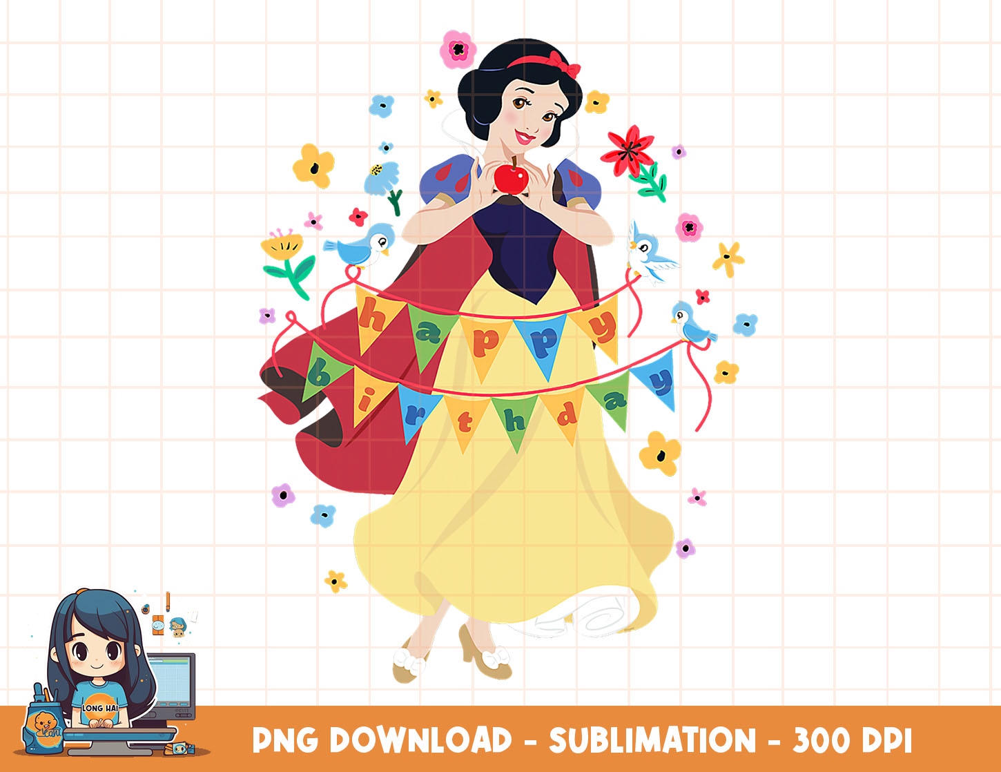 Disney Princess Snow White Happy Birthday png, sublimation, - Inspire ...