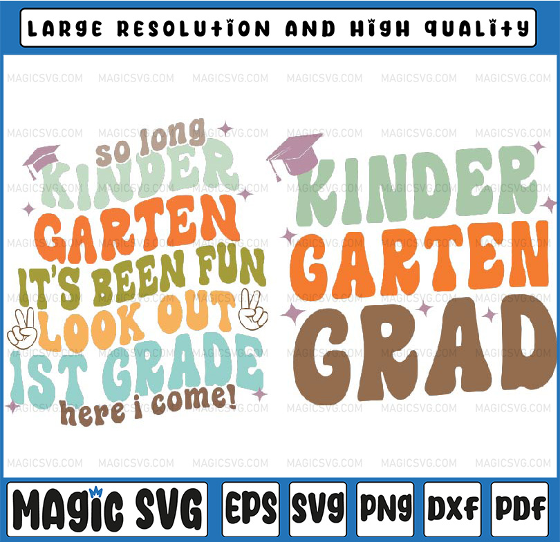 So Long Kindergarten Graduation Svg, Kindergarten Grad Svg, - Inspire ...