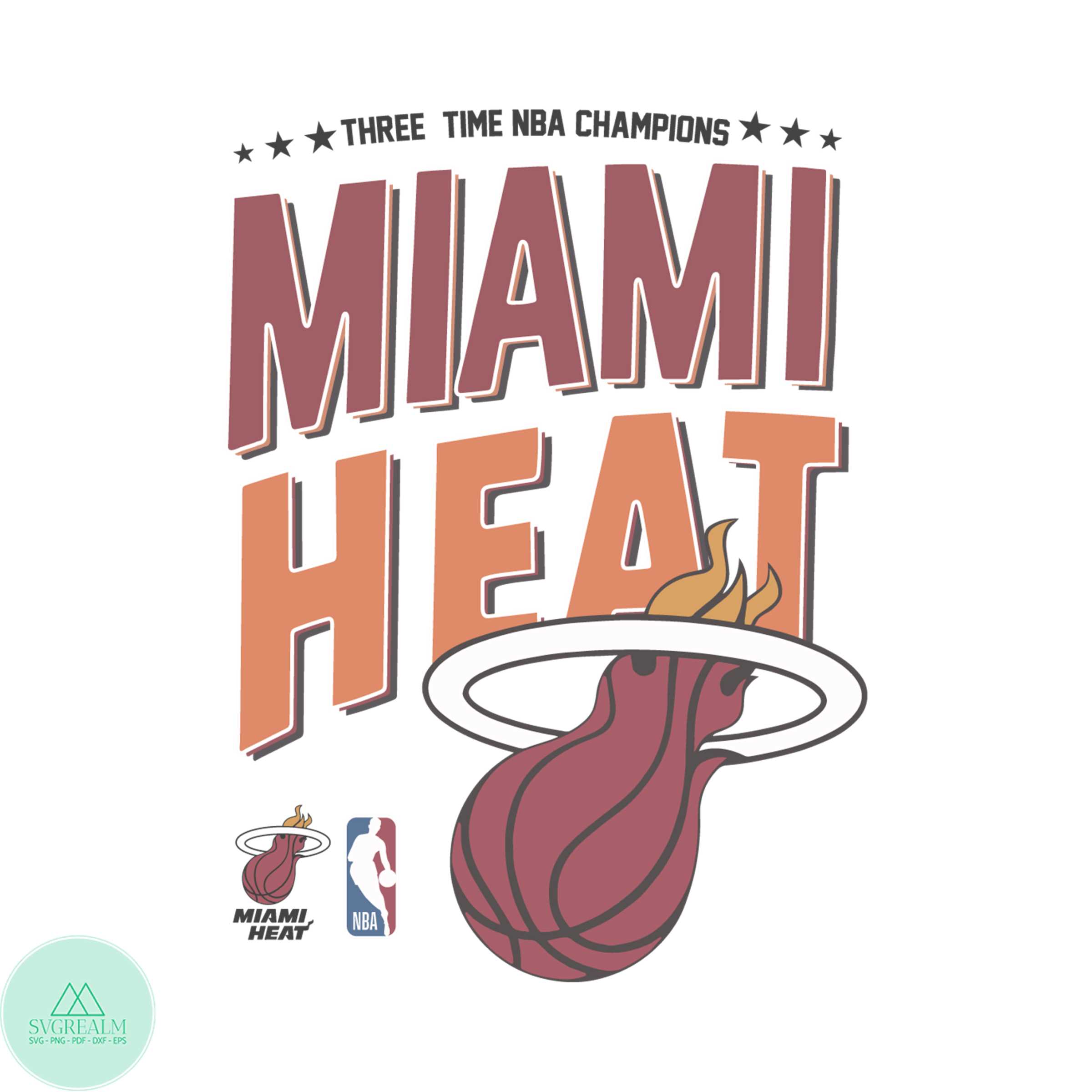 Three Time NBA Champions Miami Heat Svg Cutting File | Inspire Uplift