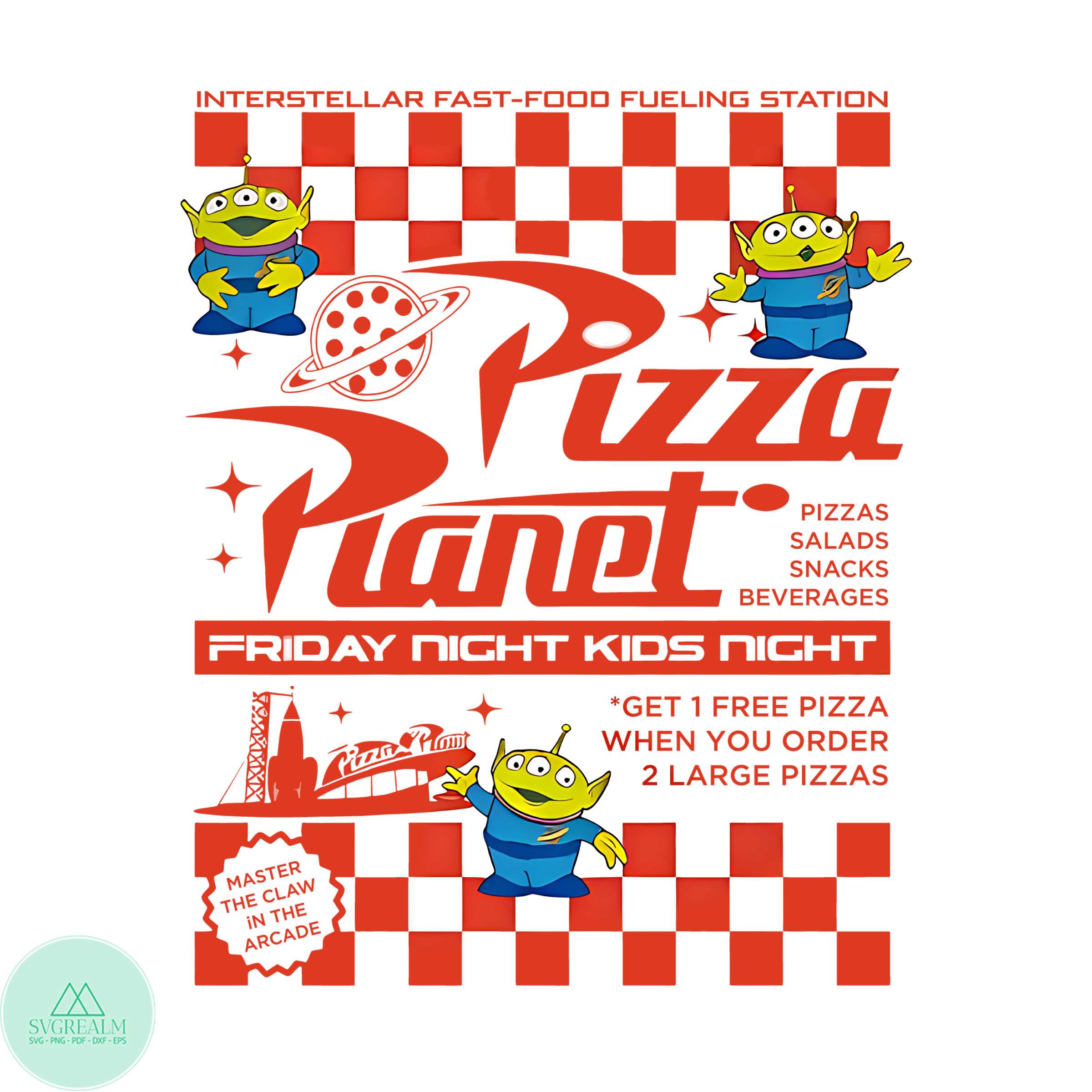 Pizza Planet Toy Story Alien PNG Sublimation Design - Inspire Uplift