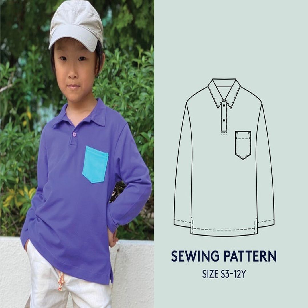 Polo shirt sewing pattern and video Tutorial, Kids sizes 3-1 | Inspire ...