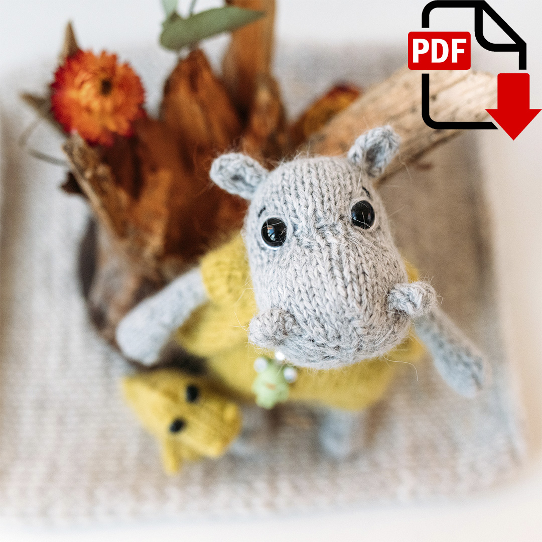 White and gray Hippo knitting pattern. Basic set of removabl - Inspire ...