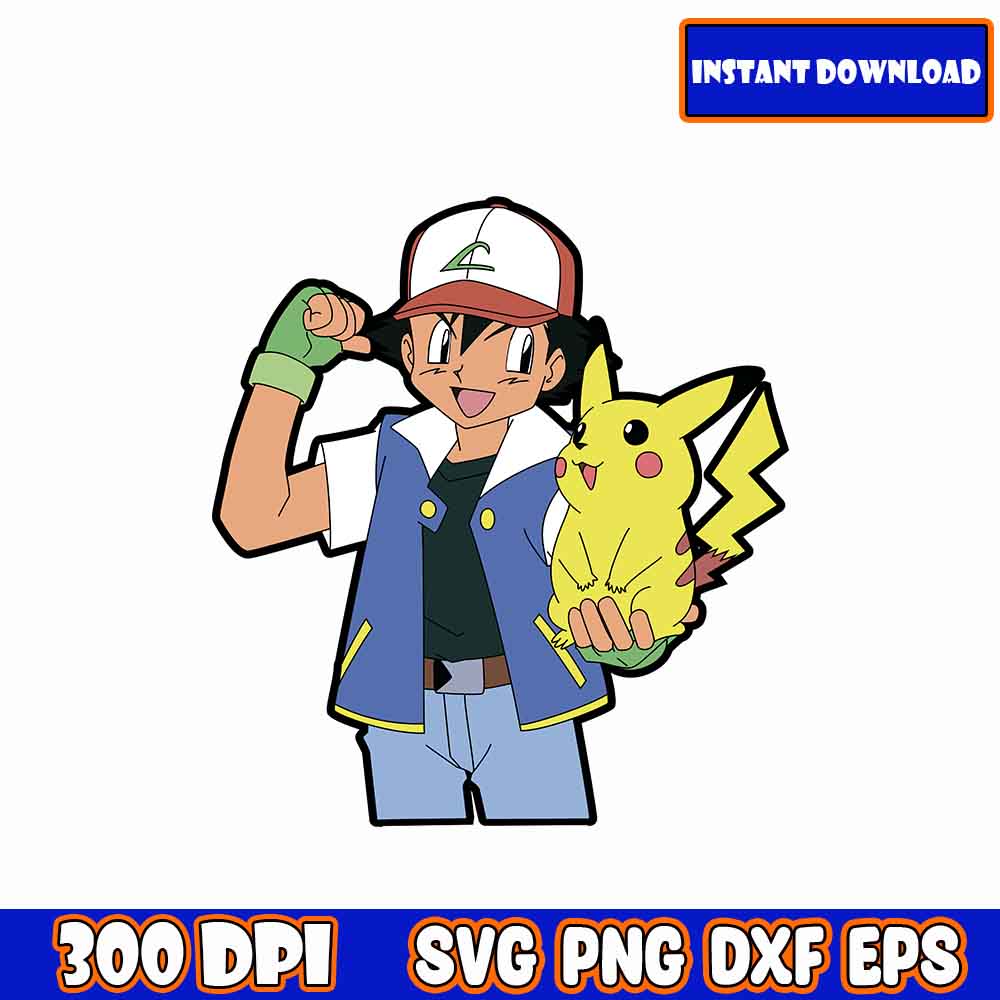 pokemon Pikachu and Ash Svg, Pokemon Svg Bundle, Layered Svg | Inspire ...