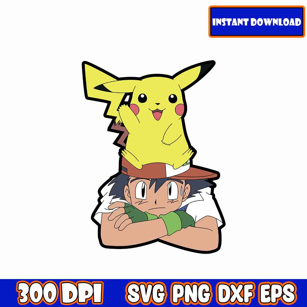 pokemon Pikachu and Ash Svg, Pokemon SVG Bundle, Pikachu SVG | Inspire ...