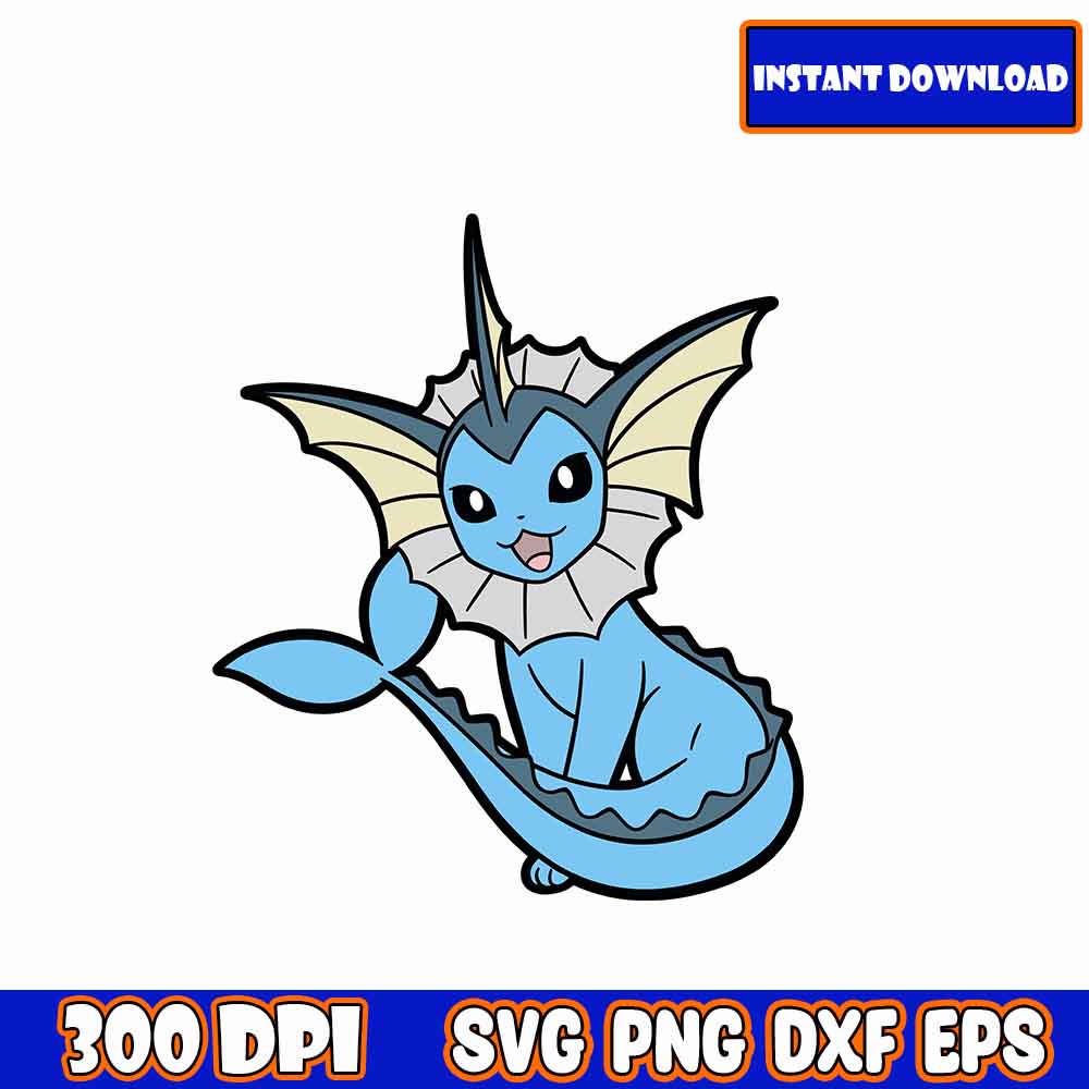 pokemon Vaporeon Svg, Pokemon Svg Bundle, Layered Svg Files, | Inspire ...