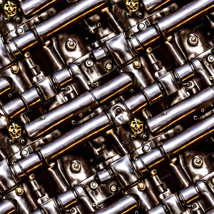 Pewter Steampunk Pipes Seamless Tileable Repeating Pattern | Inspire Uplift