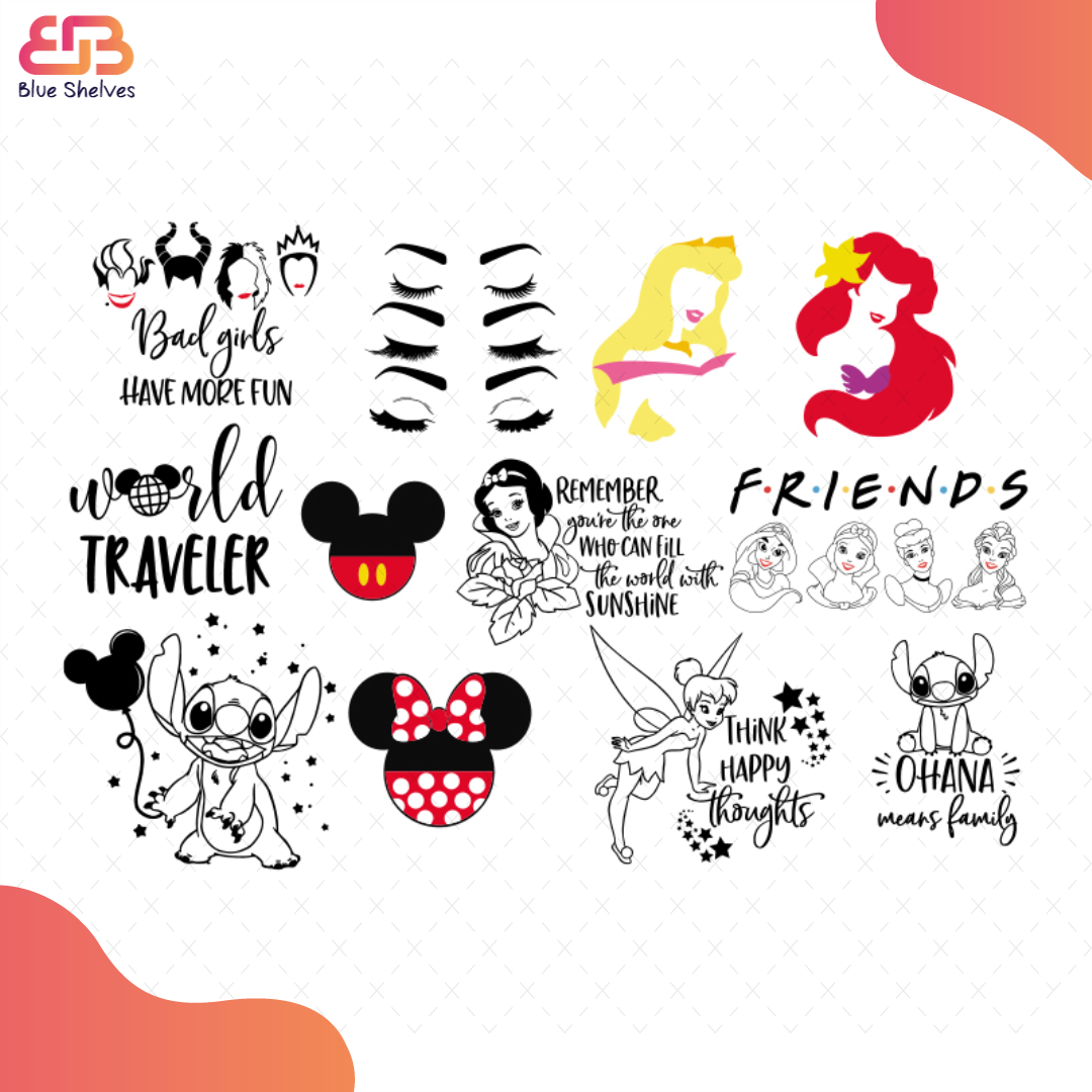 Disney Character Bundle Svg, Disney Svg, Princess Svg, Ariel | Inspire ...