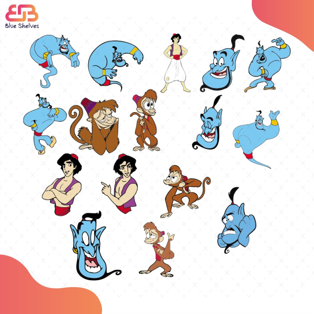 Aladdin And The Genie Bundle Svg, Disney Svg, Princess Svg, | Inspire ...