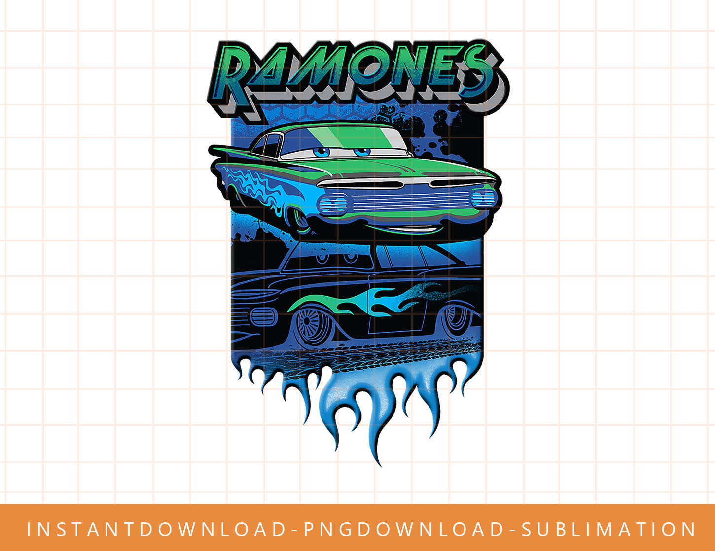 Disney Pixar Cars Ramones Big Flames png, sublimate, digital - Inspire ...