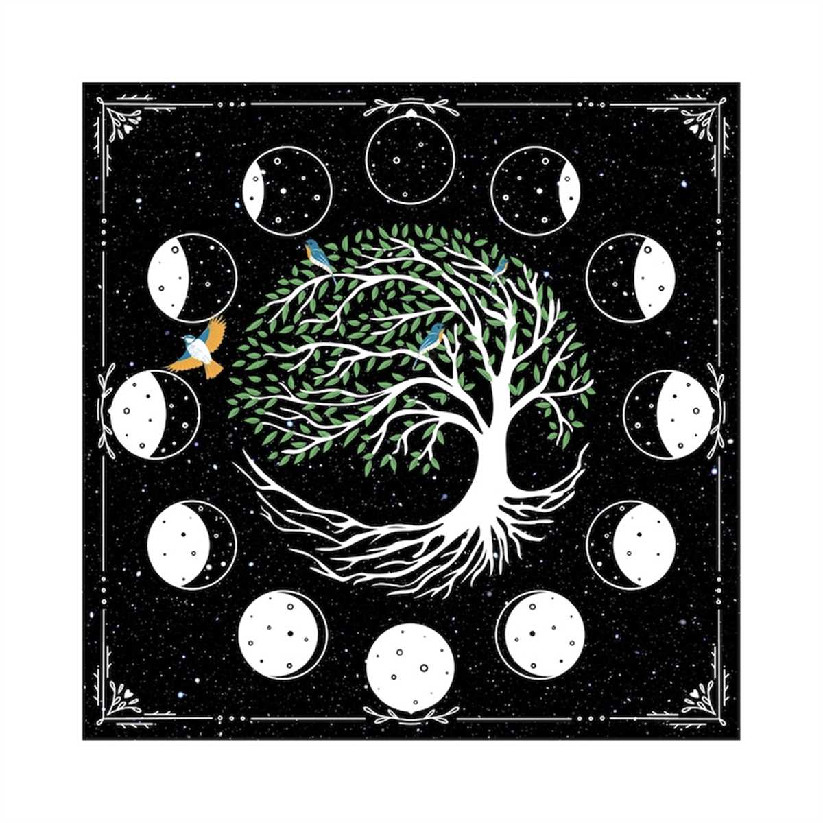 Tree Of Life Tarot and Oracle Cloth. Moon phase & Birds. Div | Inspire ...