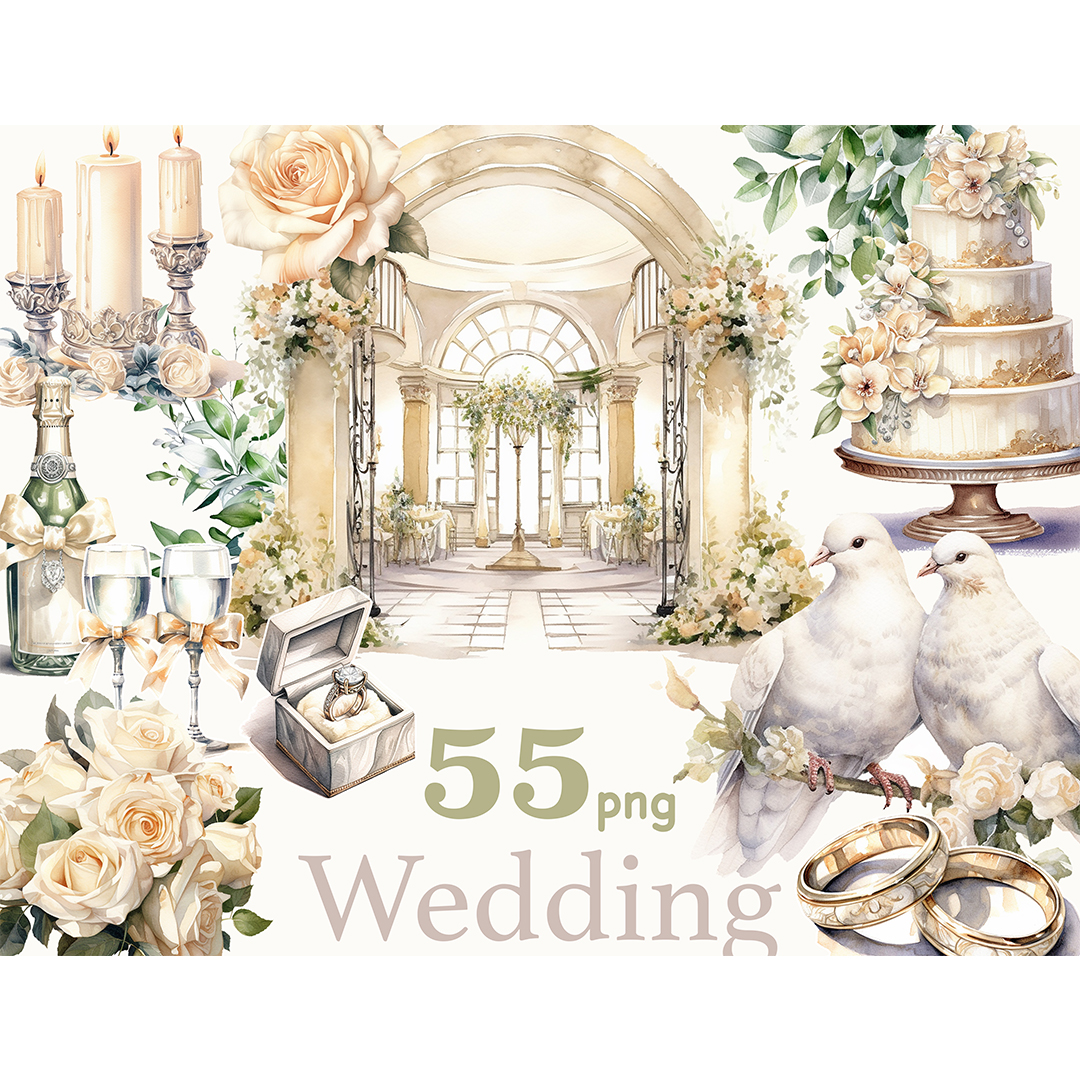 Watercolor Wedding Clipart Bundle | Bridal Illustration Set | Inspire ...