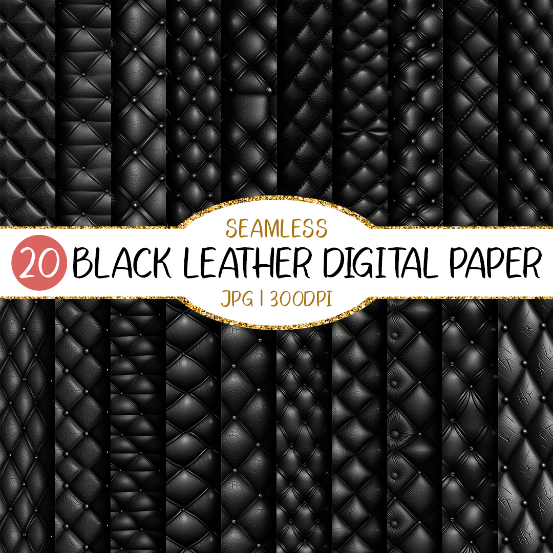 Seamless Black Leather Digital Paper | Background, Scrapbook | Inspire ...