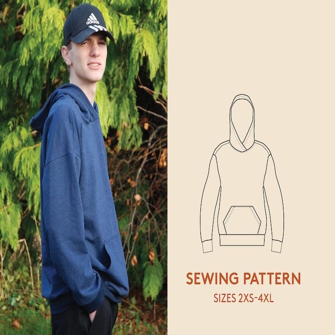 Oversized Hoodie sewing pattern, Sizes 2XS-4XL, Men's sweate | Inspire ...
