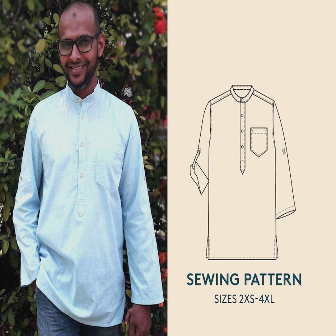 Tunic sewing pattern and video tutorial, Men's shirt PDF sew | Inspire ...