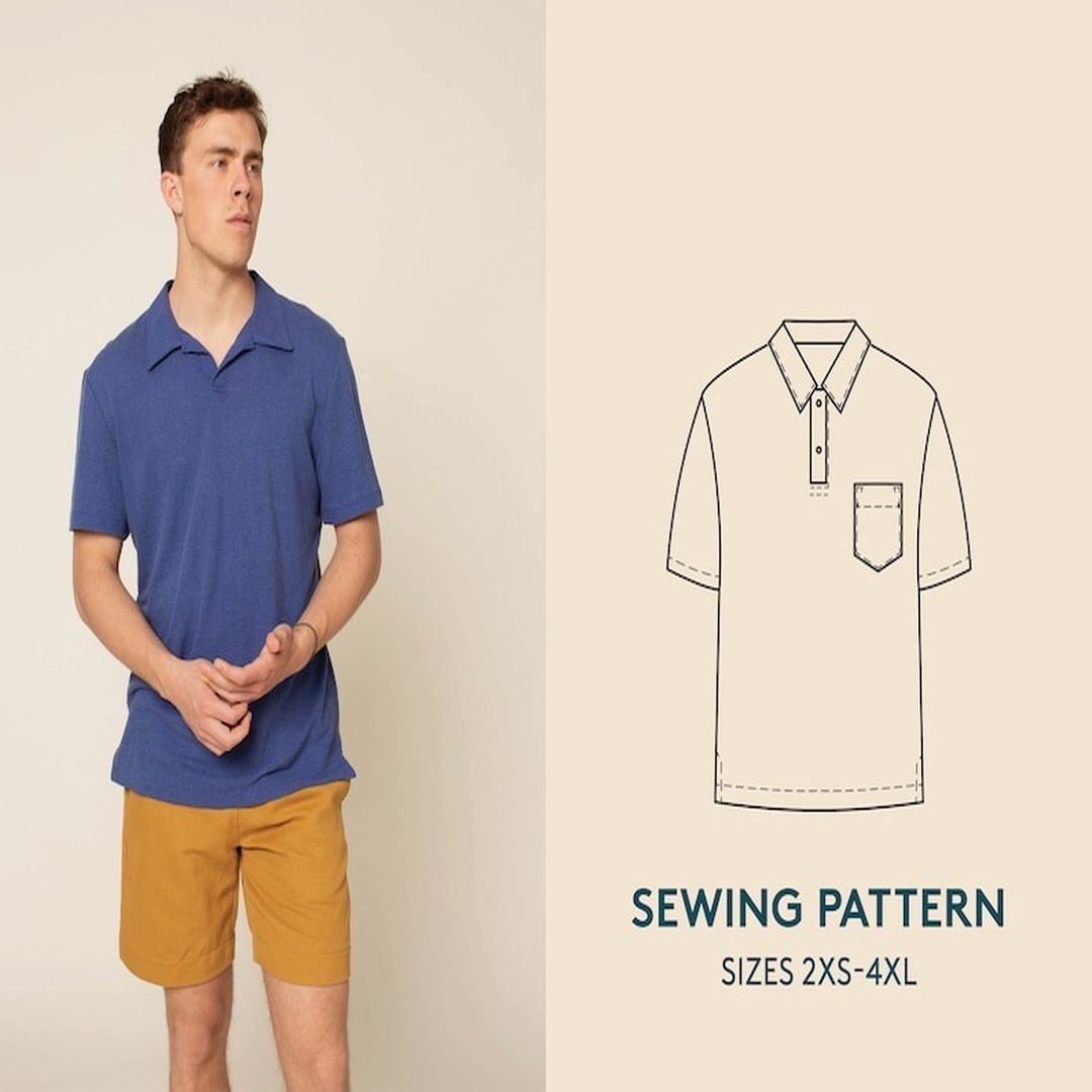 Polo shirt sewing pattern, sewing video tutorial, men's size | Inspire ...