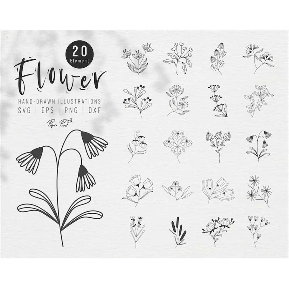 flower bundle svg, botanical svg, flower bouquet svg, wildfl | Inspire ...