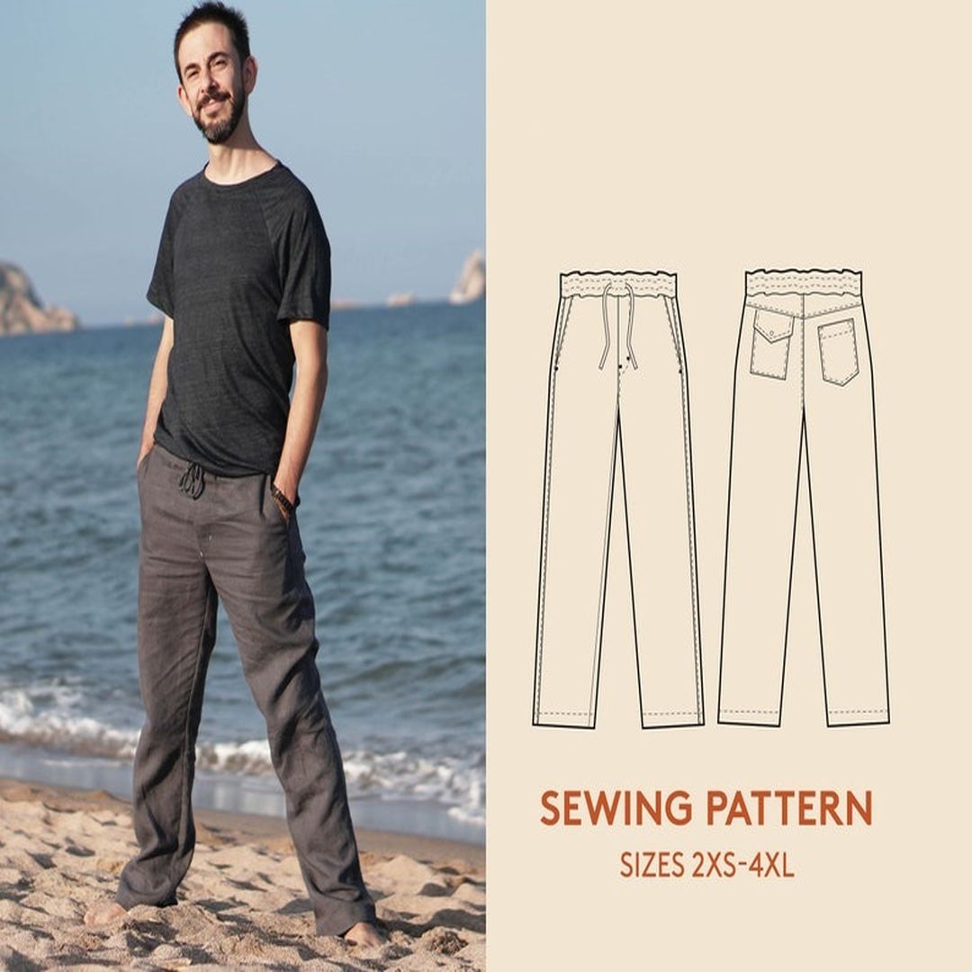 Pants sewing pattern and video tutorial, Men's sizes 2XS-4XL | Inspire ...