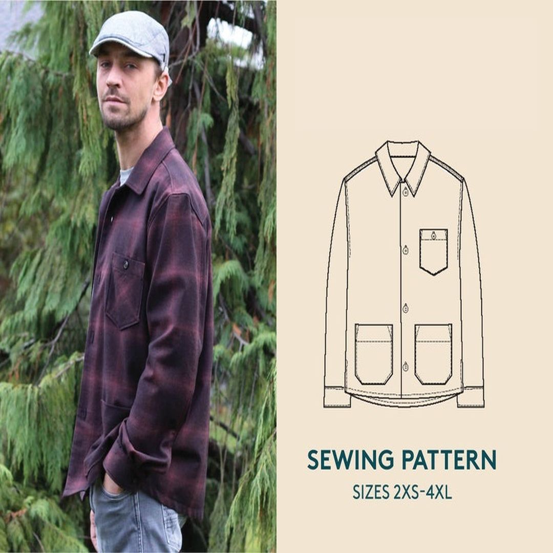 Men's Overshirt jacket sewing pattern and video Tutorial, si - Inspire ...