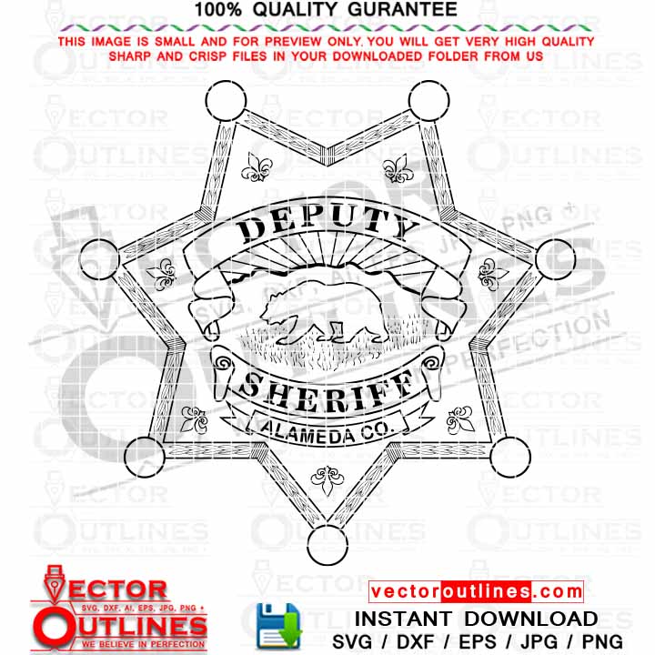 Deputy Sheriff Badge Alameda County SVG Vector CNC laser cut | Inspire ...