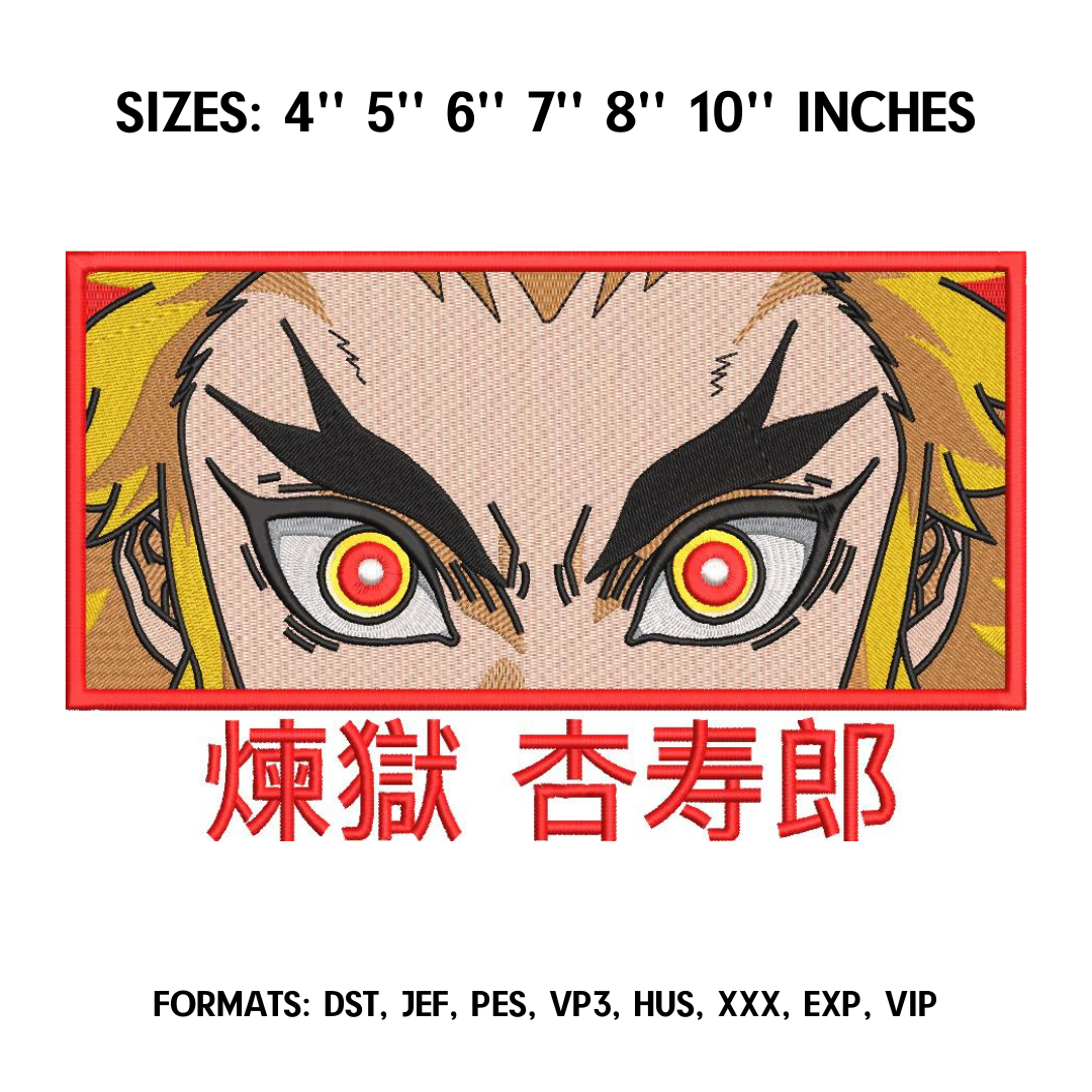 Rengoku Kyojuro Embroidery Design File, Kimetsu no yaiba Ani - Inspire ...