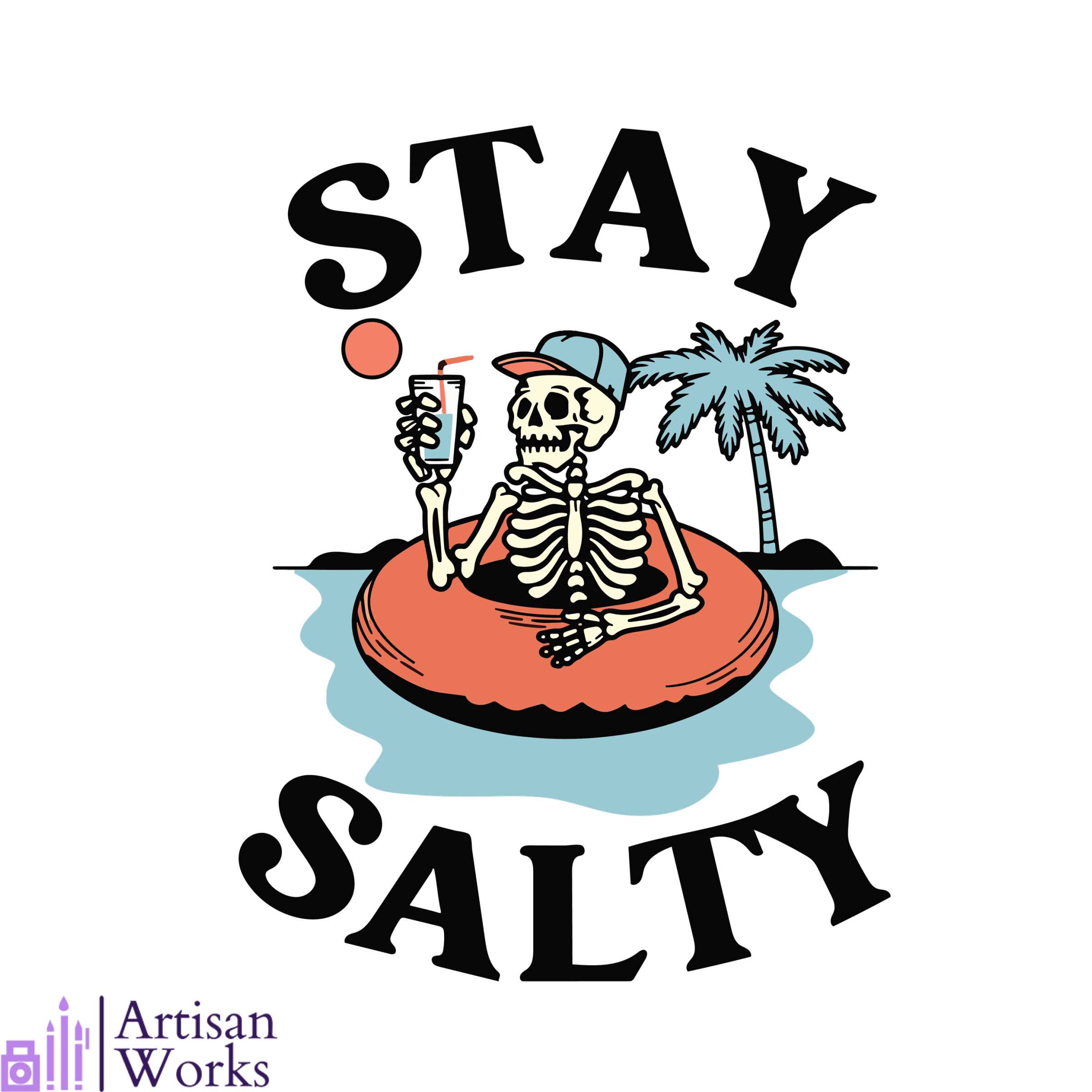Summer Vacation Skeleton Stay Salty SVG File For Cricut | Inspire Uplift