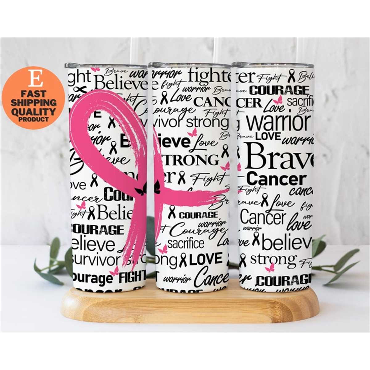Pink Ribbon Tumbler with Motivational Quotes for Breast Canc | Inspire ...