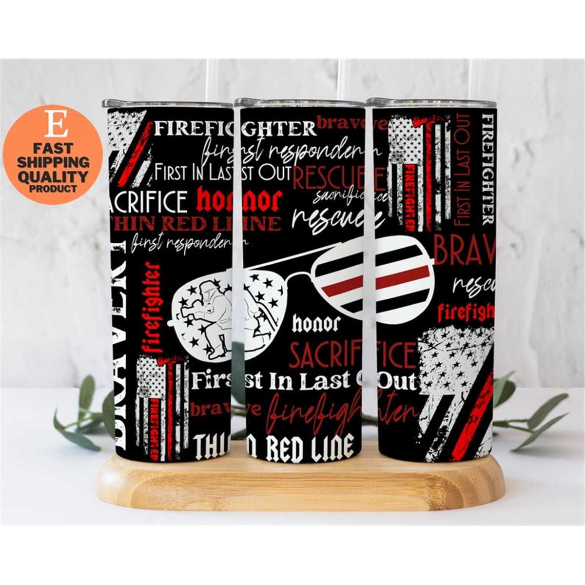 20 oz Skinny Fire Fighter Tumbler Sublimation, First Respond - Inspire ...