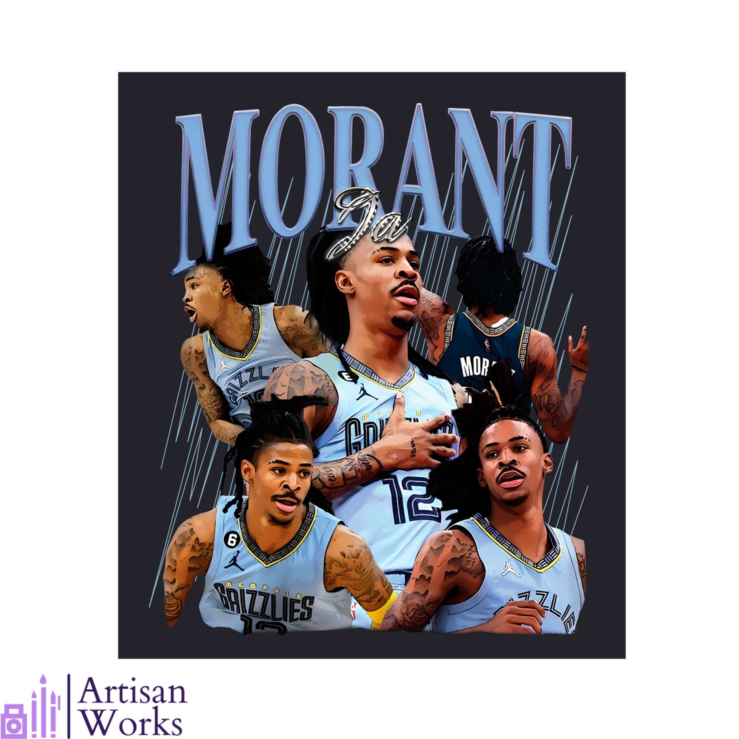 Ja Morant Memphis Grizzlies Team PNG Sublimation Design | Inspire Uplift