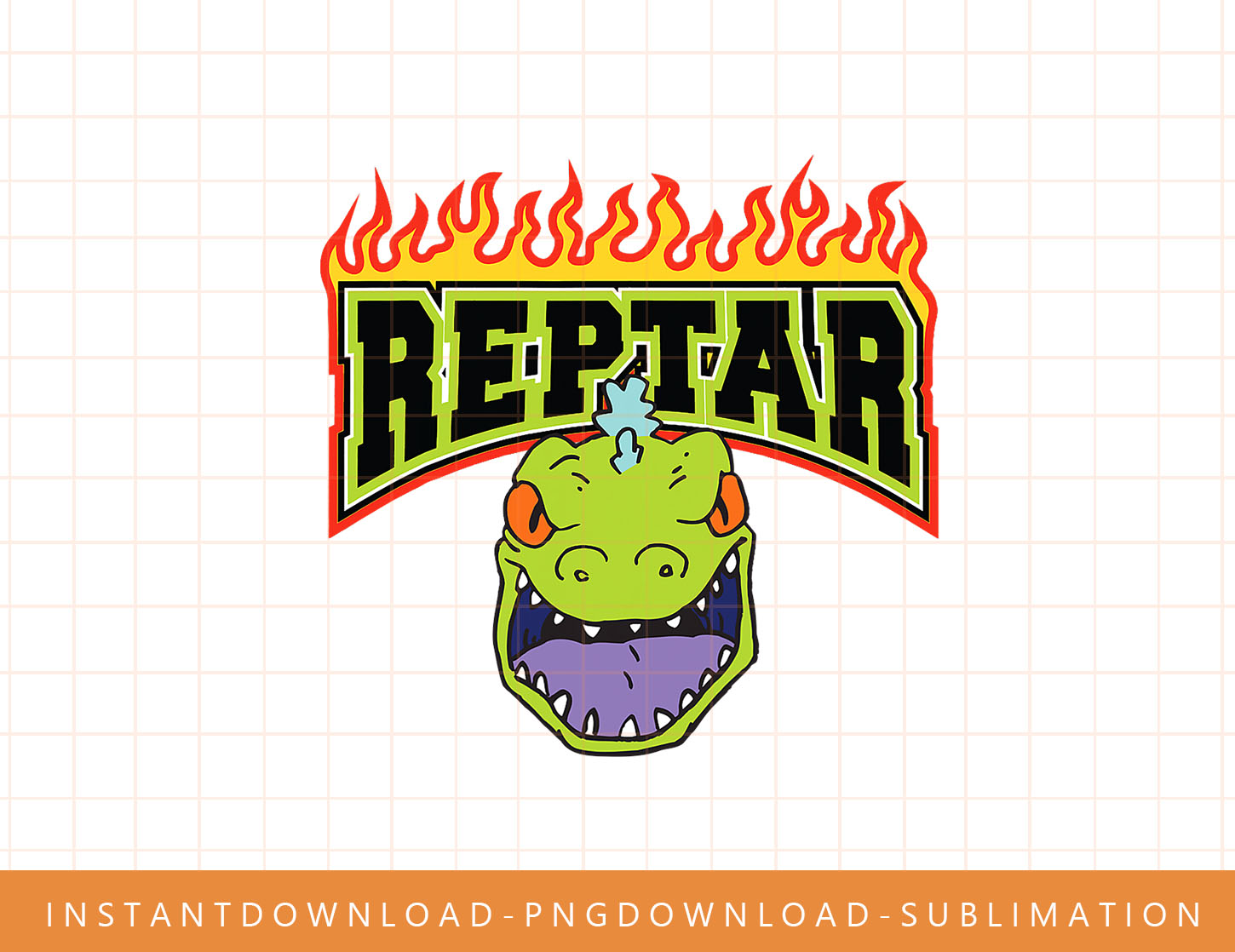 Reptar Fire Text With Reptars Head png, sublimate, digital p - Inspire ...