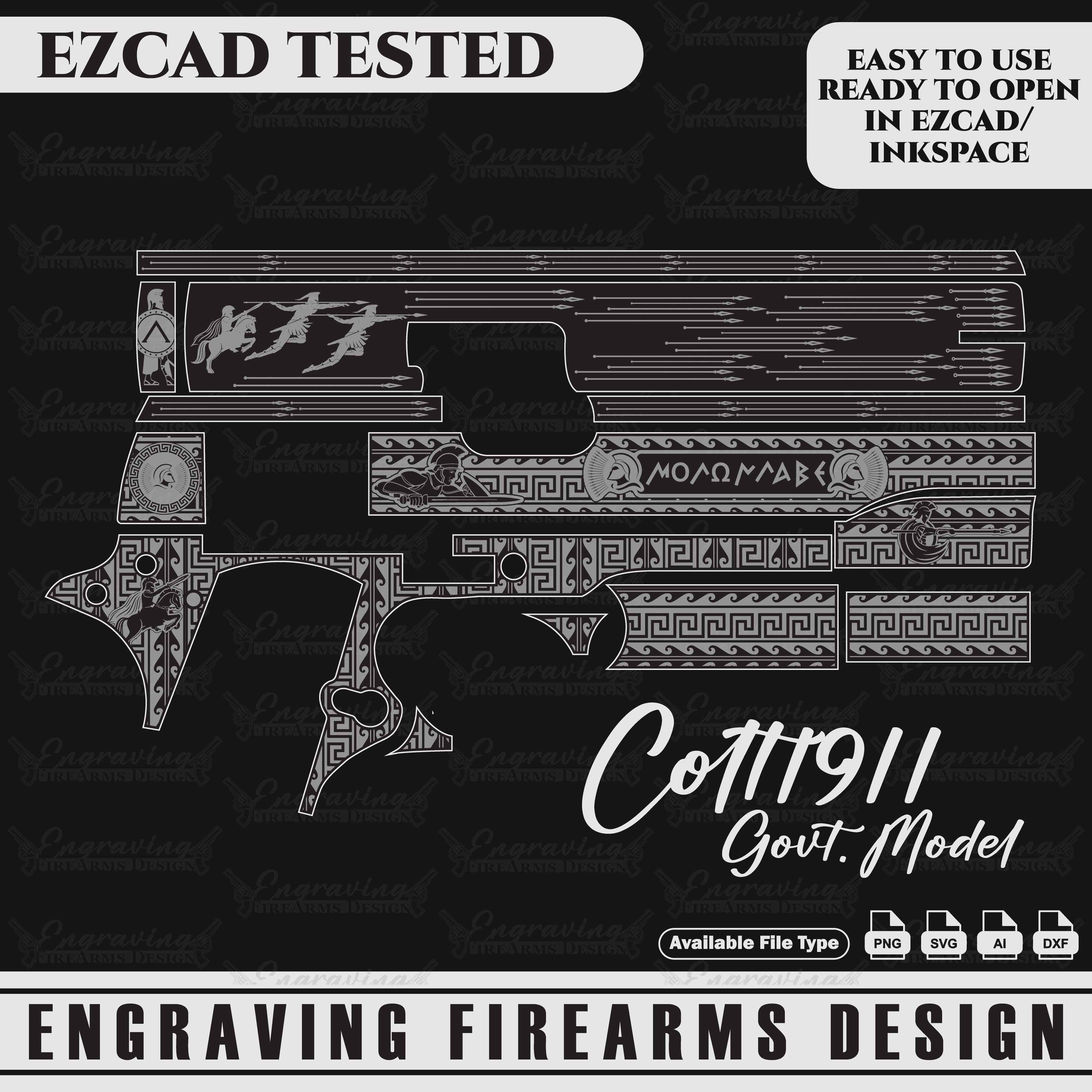 Engraving FIrearms Design Colt1911Govt. MOLON LAABE Design - Inspire Uplift