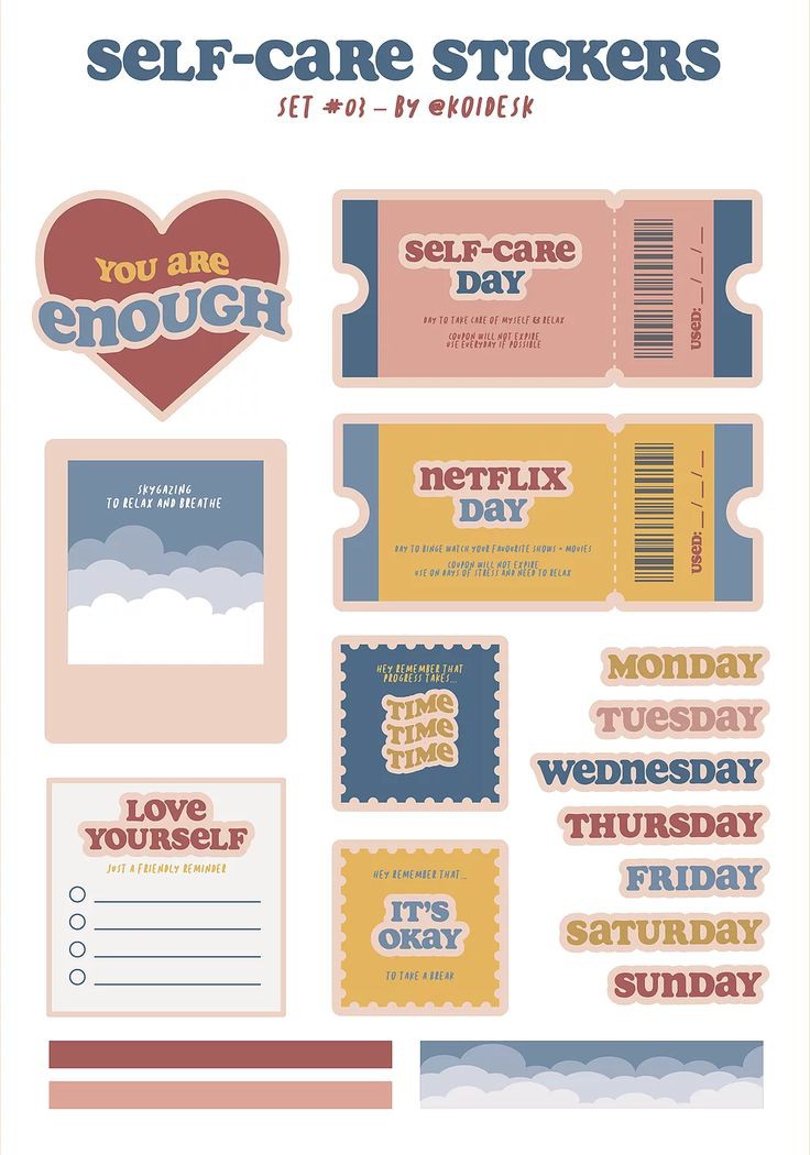 Self care stickers, digital download - Inspire Uplift