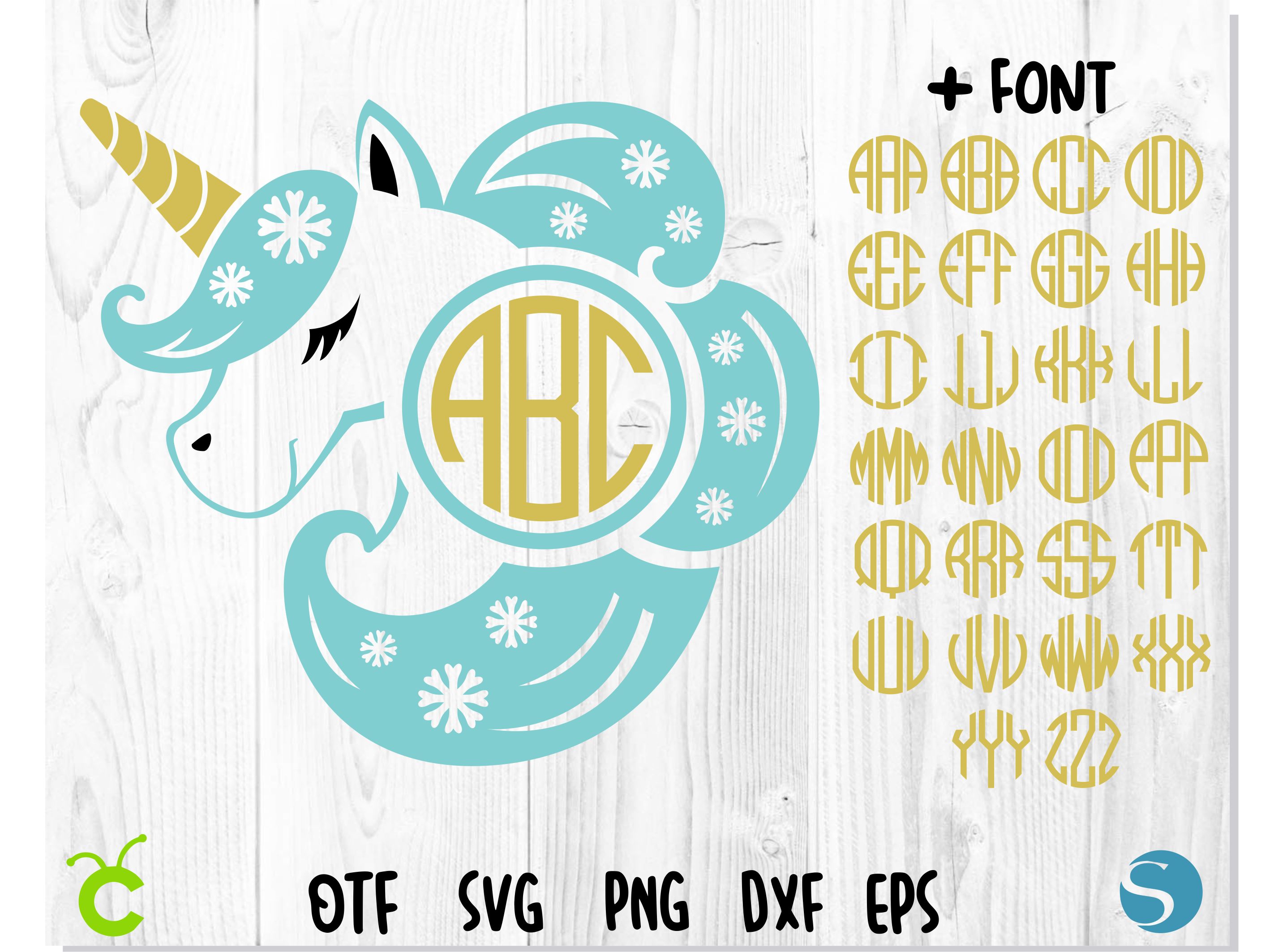 Frozen UNICORN Monogram Circle SVG | ROUND MONOGRAM FONT, Un | Inspire ...