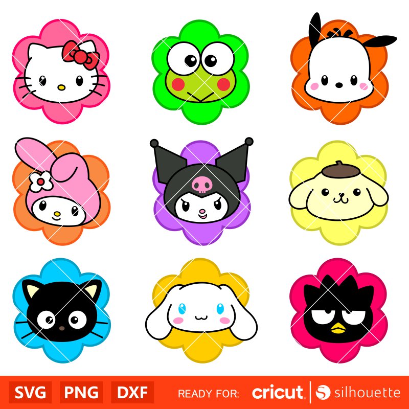Flower Sanrio Characters Bundle Svg Sanrio Svg Hello Kitty Inspire Uplift
