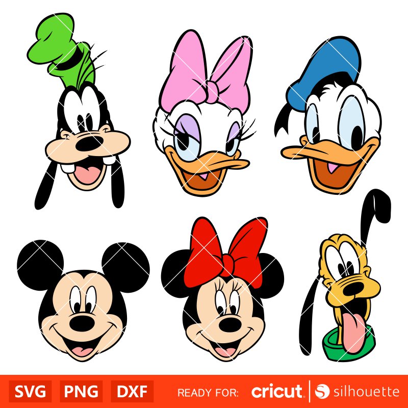 Mickey, Minnie, Donald, Daisy, Goofy, Pluto Bundle Svg, Disn | Inspire ...