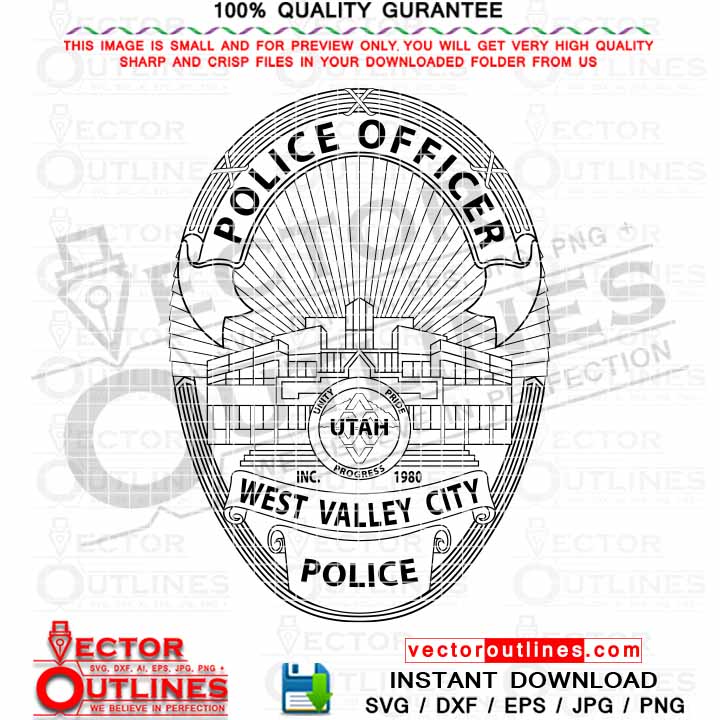 West Valley Police Officer Badge vector SVG file for Cricut, - Inspire ...