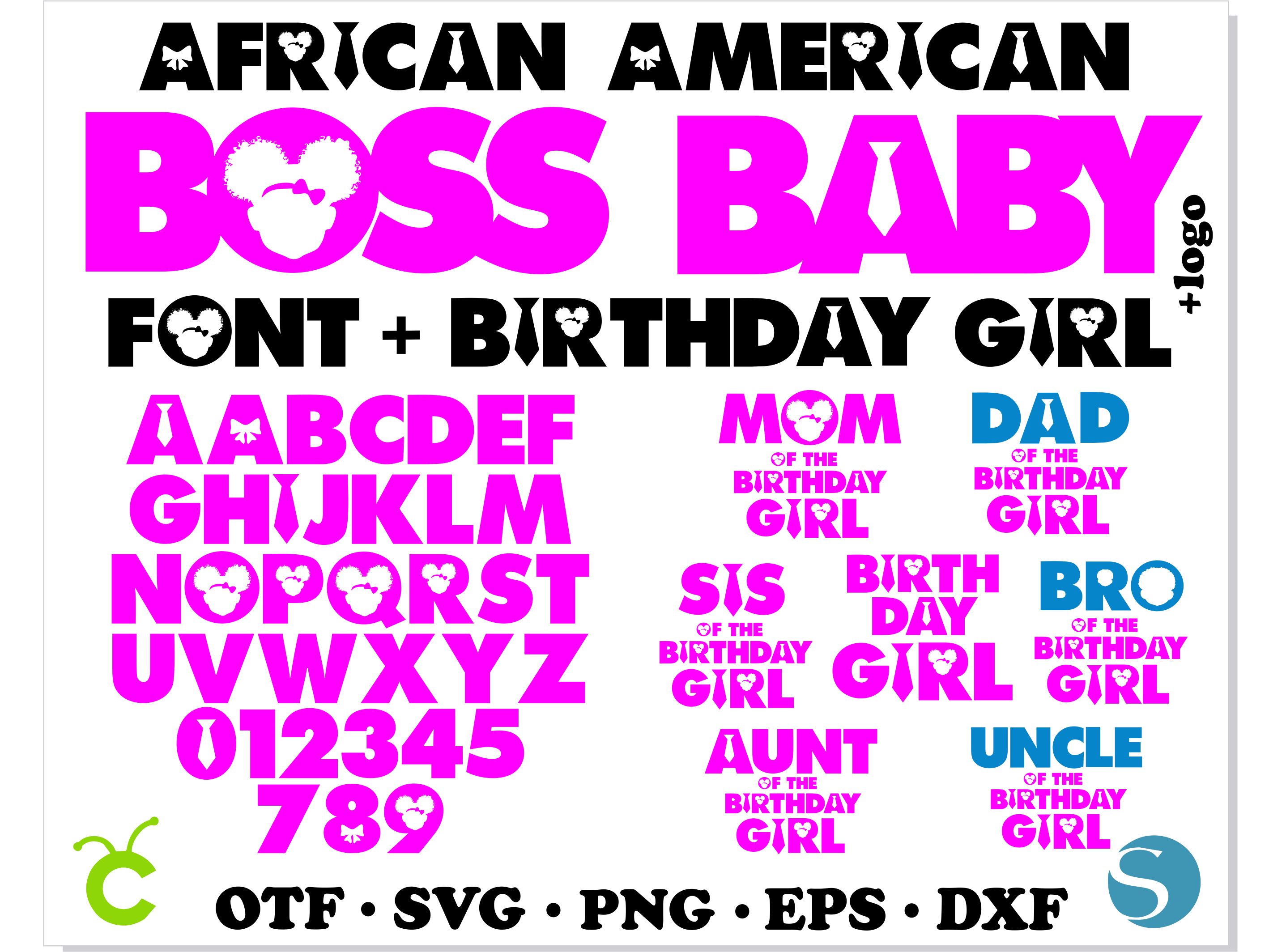 African American Boss Baby Girl Bundle | Boss Baby Girl Font | Inspire ...