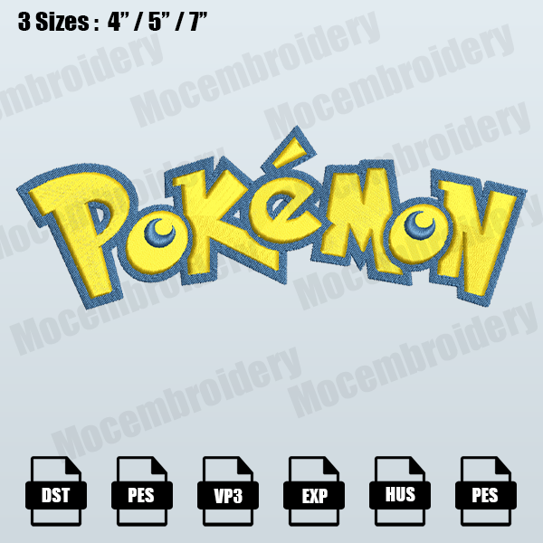 Pokemon logo, Pokemon Embroidery File, Anime Embroidery Desi - Inspire ...