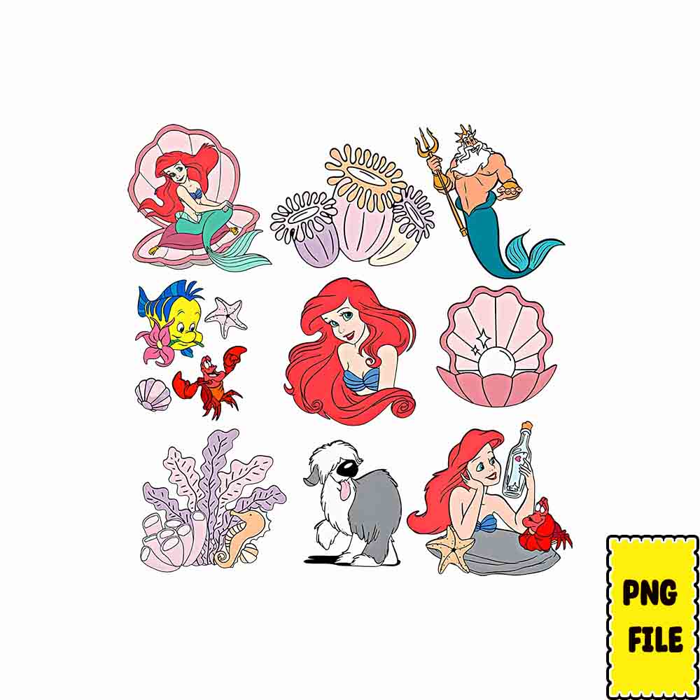 Little Mermaid Clipart, Little Mermaid PNG Instant Download, - Inspire ...
